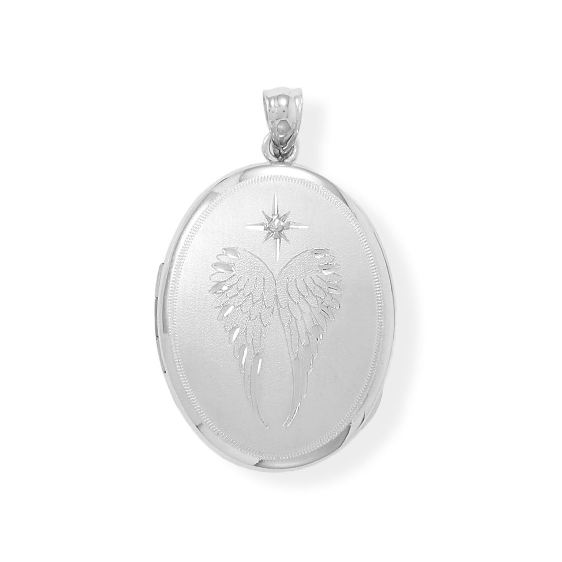Personalized Sterling Silver Locket Custom Engraved Oval Angel - Etsy