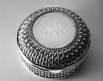 Custom Engraved Personalized Jewelry Box Silver Plated Victorian Design ...