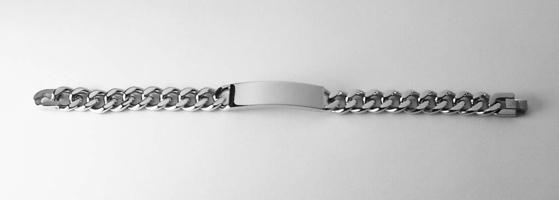 Personalized ID Bracelet Custom Engraved 8.5 Inch Solid - Etsy