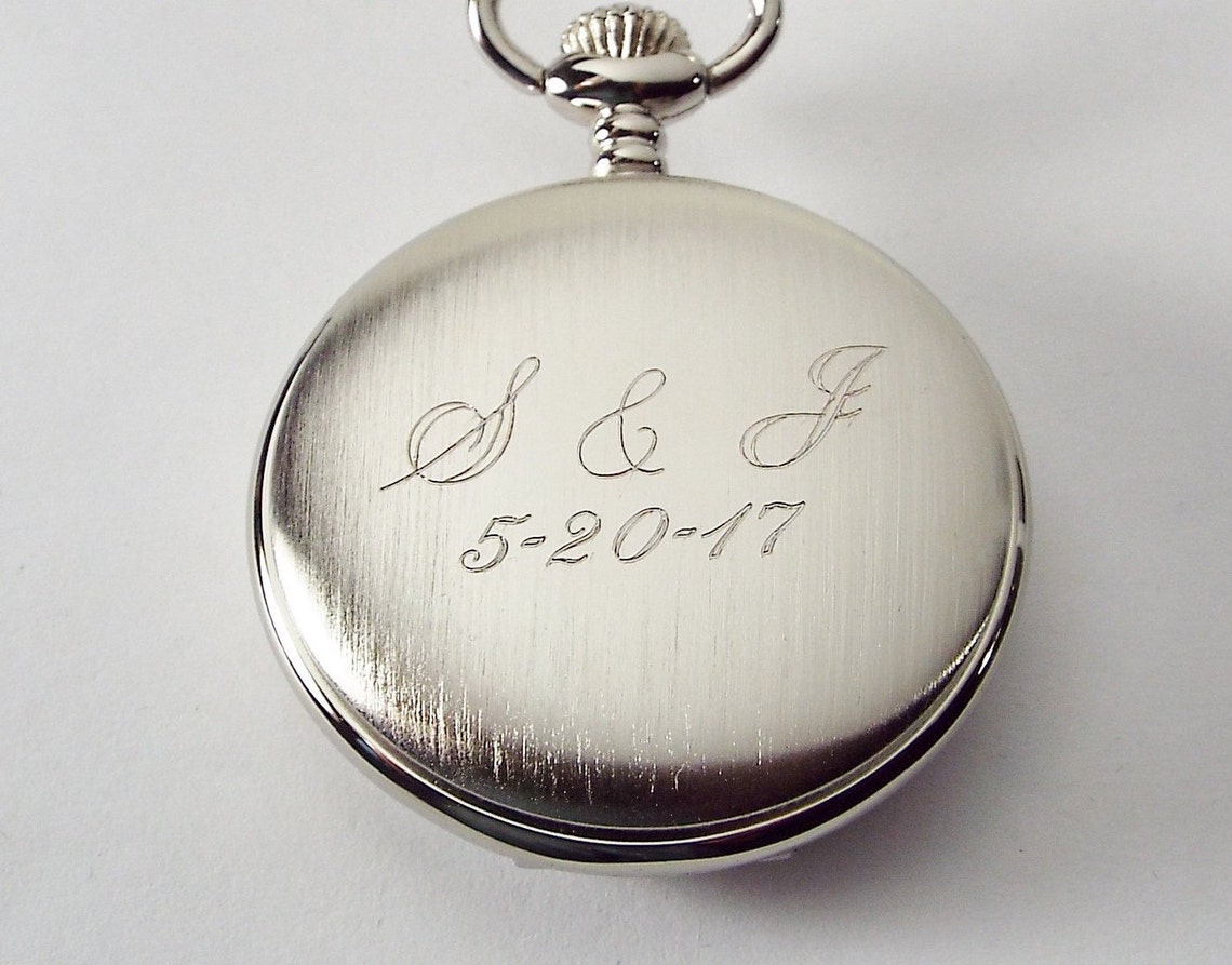 Personalized Pocket Watch Custom Engraved Silver Satin Finish | Etsy