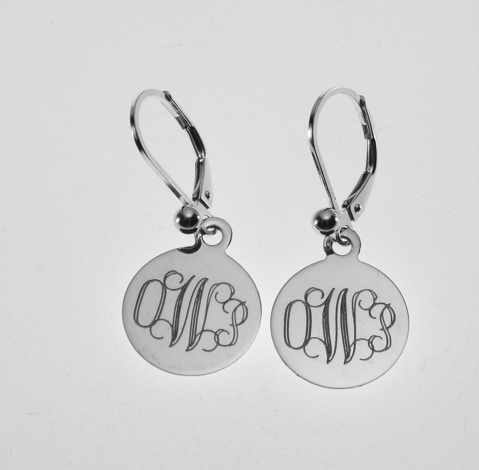 Custom Engraved Monogram Earrings Personalized Small 1/2 Inch Sterling ...