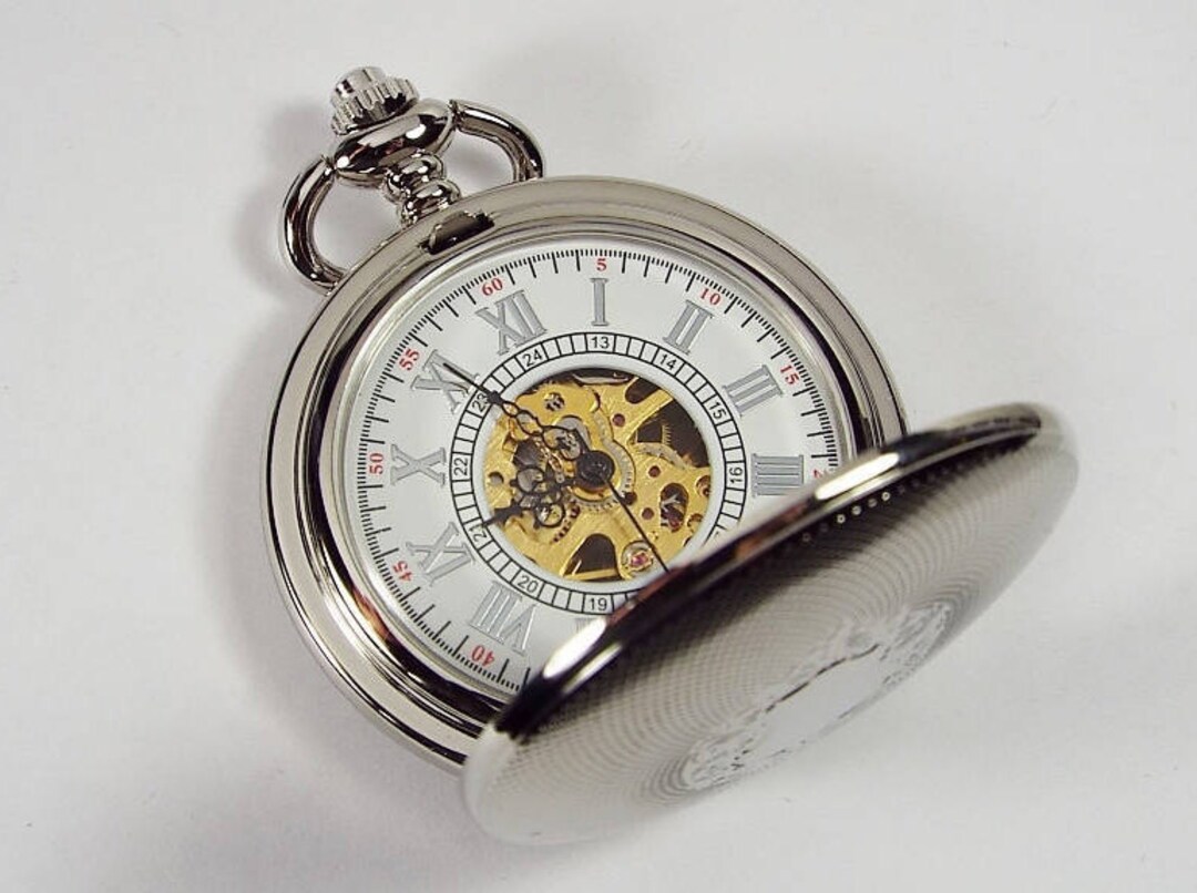 Pocket Watch Custom Engraved Mechanical Wind up Pocket Watch With Front ...