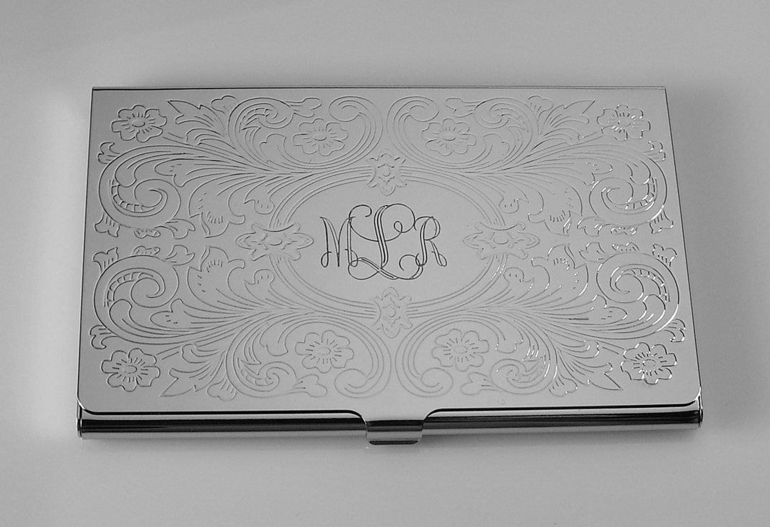 Business Card Case Custom Engraved Personalized Scroll Design Business ...