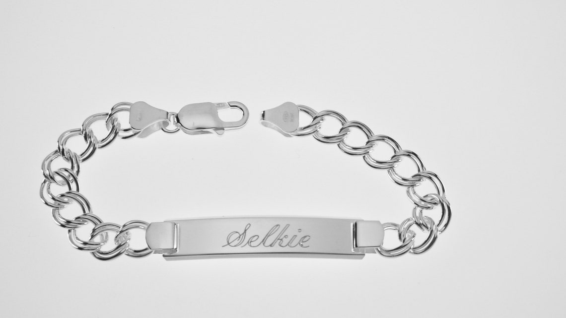 Custom Engraved ID Bracelet Sterling Silver 7.25 Inch Length | Etsy