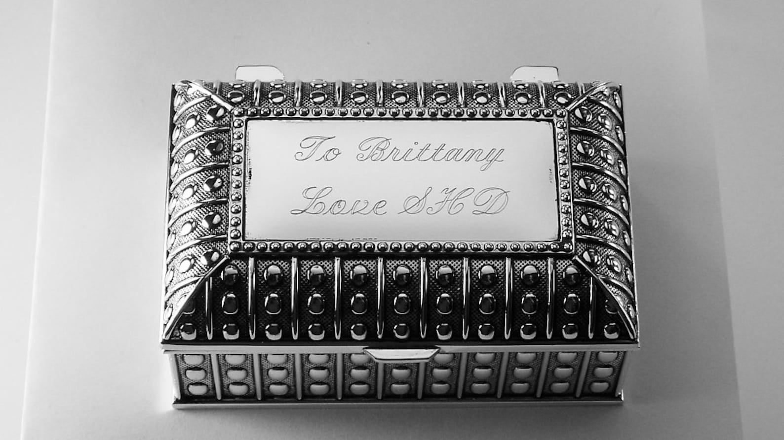 Custom Engraved Jewelry Box Personalized Silver Plated Beaded - Etsy