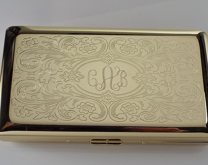 Personalized Golden 120s Cigarette Case Double Sided With Scroll Design ...