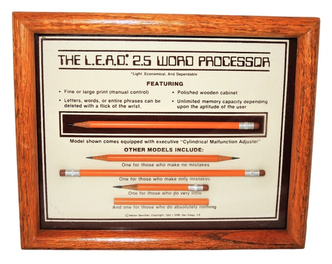 Vintage 1984, Framed Novelty Joke Display, LEAD 2.5 Word Processor ...