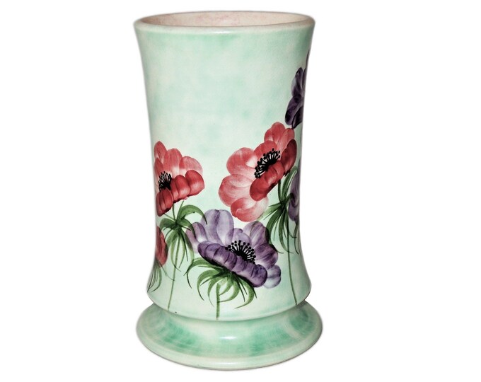 Vintage Radford Pottery Hand Painted and Thrown Vase With Anemone ...