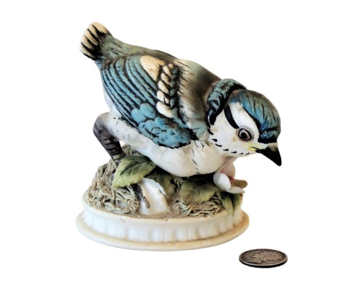 Vintage Matte Bisque Porcelain Baby Blue Jay Figurine, Lefton China - Etsy