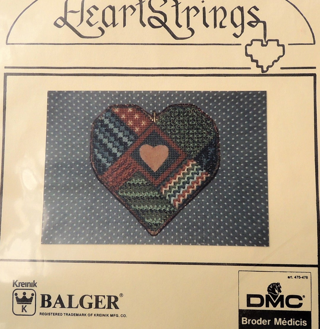 Vintage Counted Cross Stitch, Kreinik Balger Kit, Heartstrings - Etsy