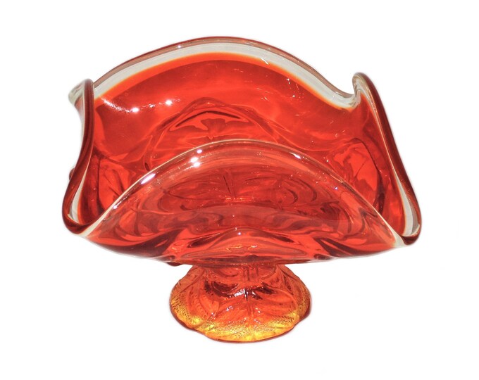 Vintage Mid Century Modern, Viking Art Glass Compote, Epic Leaf Pattern ...