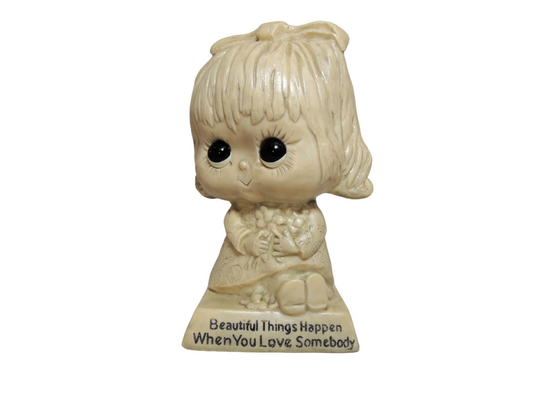 Vintage Big Eye Kid Resin Figurine, Beautiful Things Happen When You ...