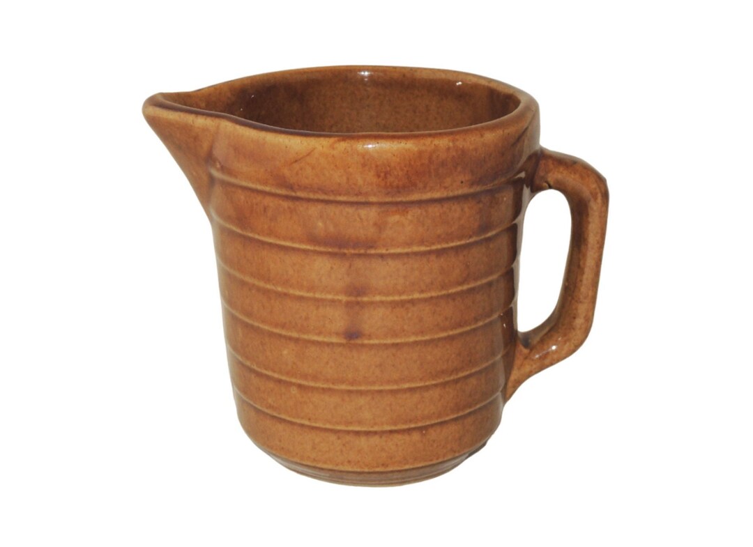 Vintage Brown USA Stoneware, 3 Cup Pitcher - Etsy
