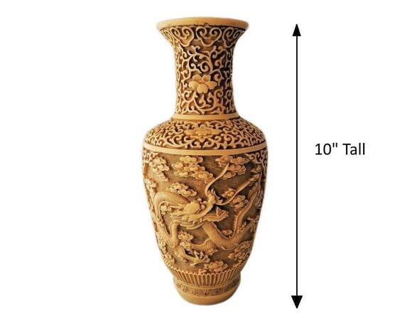 Vintage Hand Carved Bakelite Asian Vase With Dragon Motif - Etsy