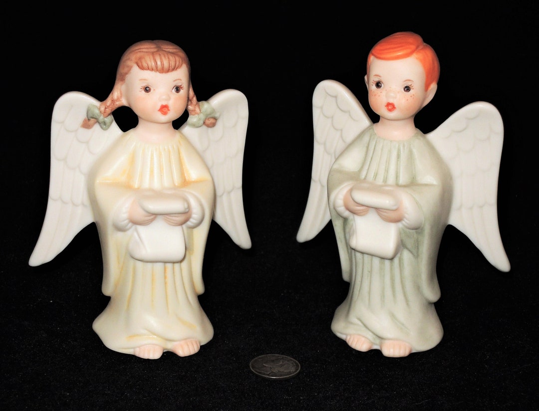 Vintage Pair of Porcelain Boy and Girl Angels - Etsy