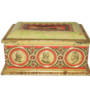Vintage Linette Candy Tin Bank, With U.S. Historical Figures, Made in W ...