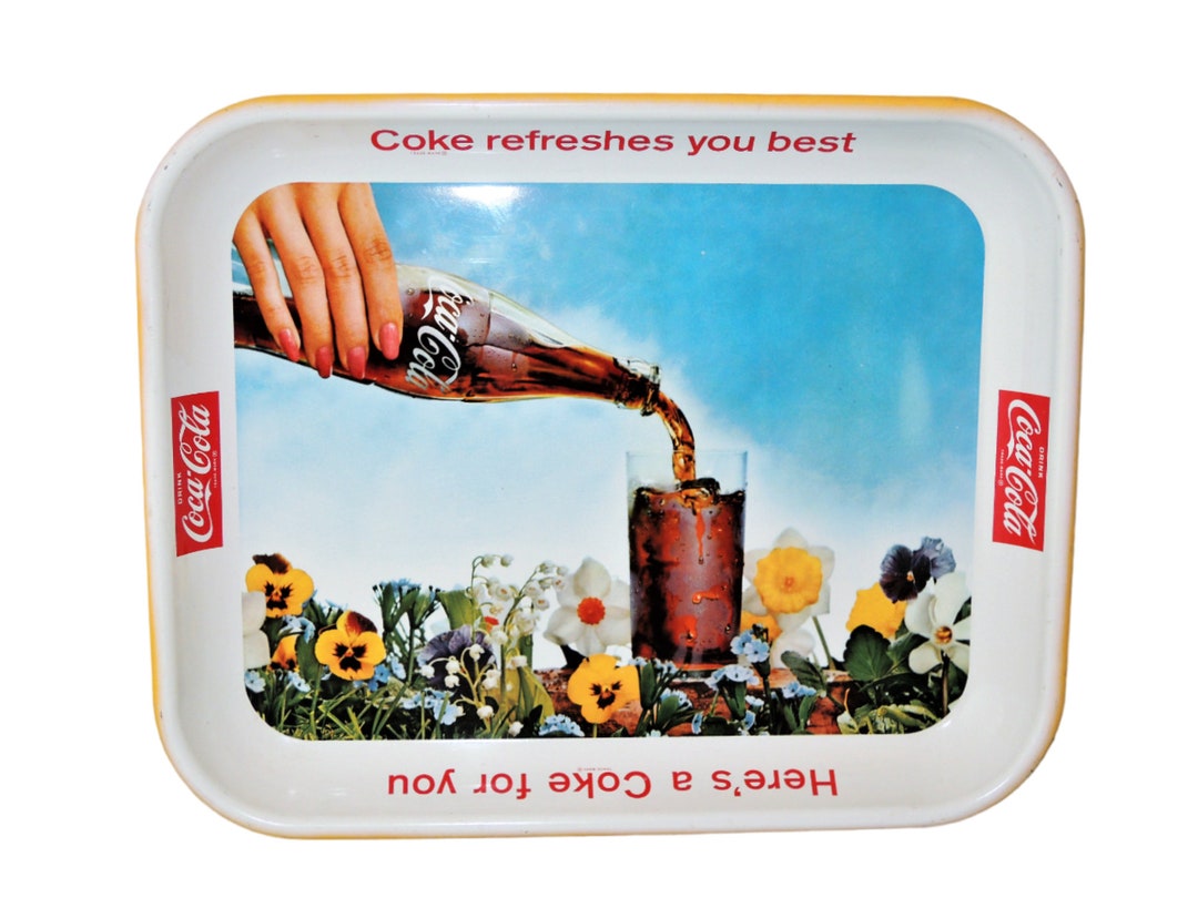 Vintage Retro Colorful Coca-cola Metal Tray With Spring Flower Motif - Etsy