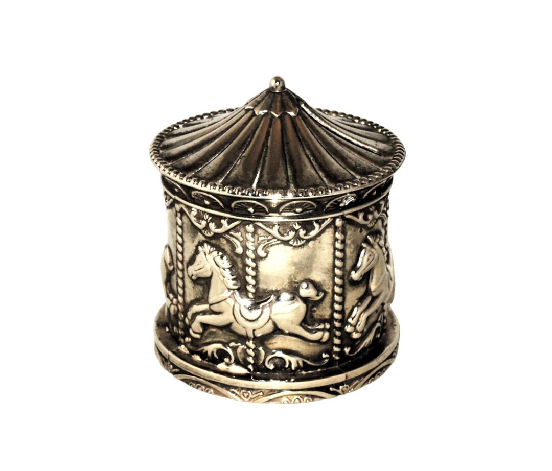 Vintage Silver Plated Carousel Coin Bank With Stopper - Etsy