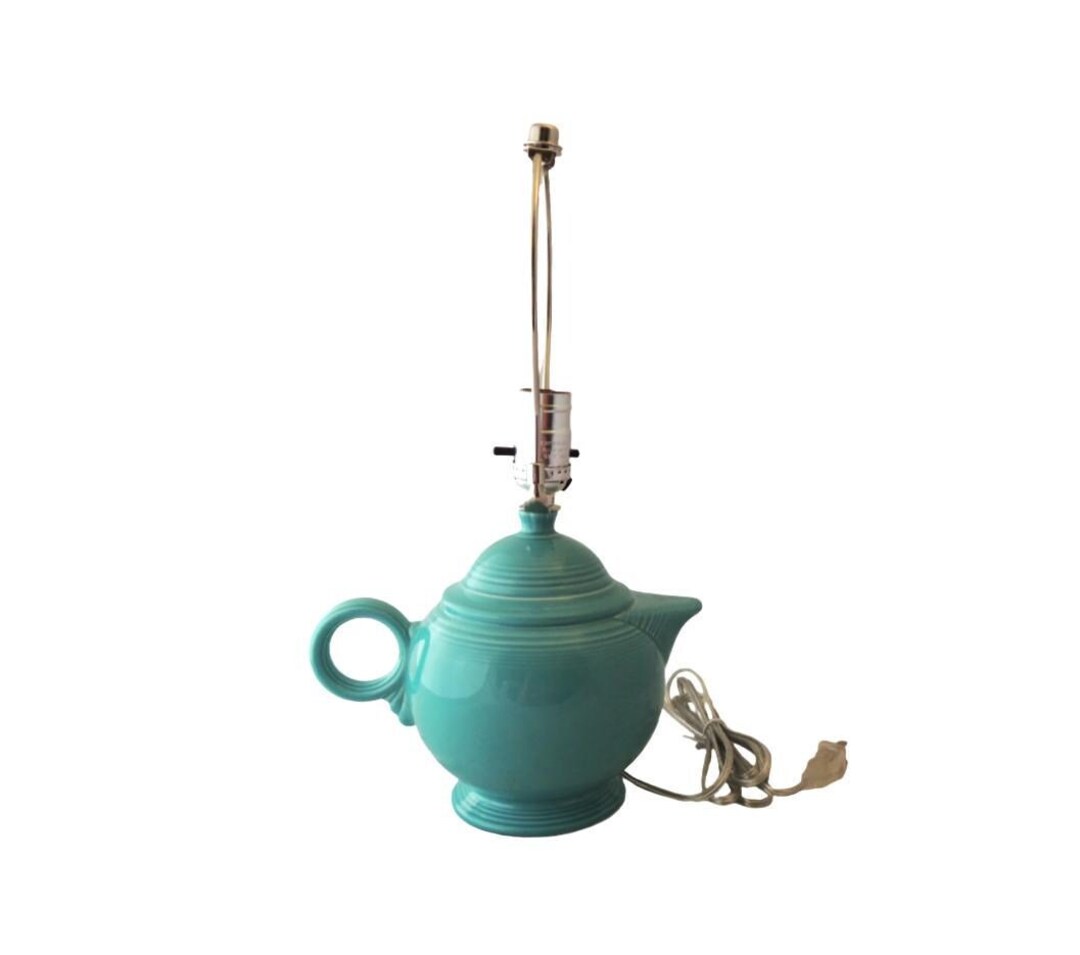 Vintage Turquoise Fiestaware Pottery Teapot Lamp, Rewired - Etsy