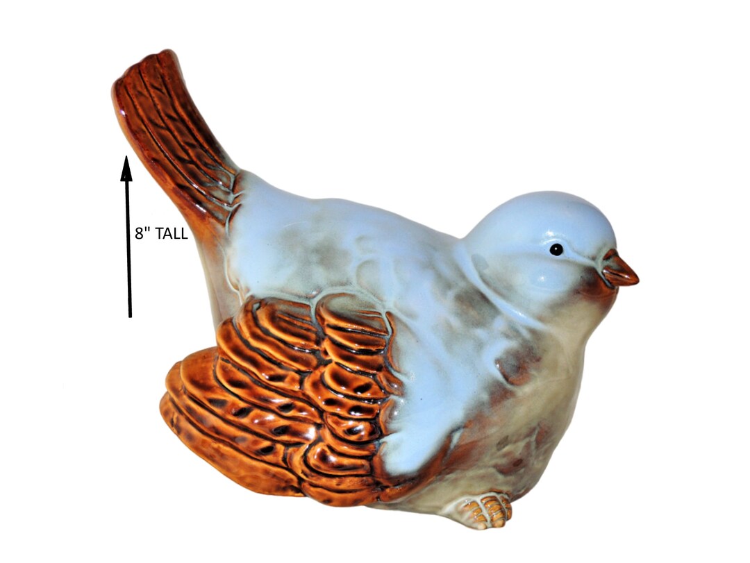 Vintage Large Ceramic 8" Tall Blue Bird Figurine - Etsy