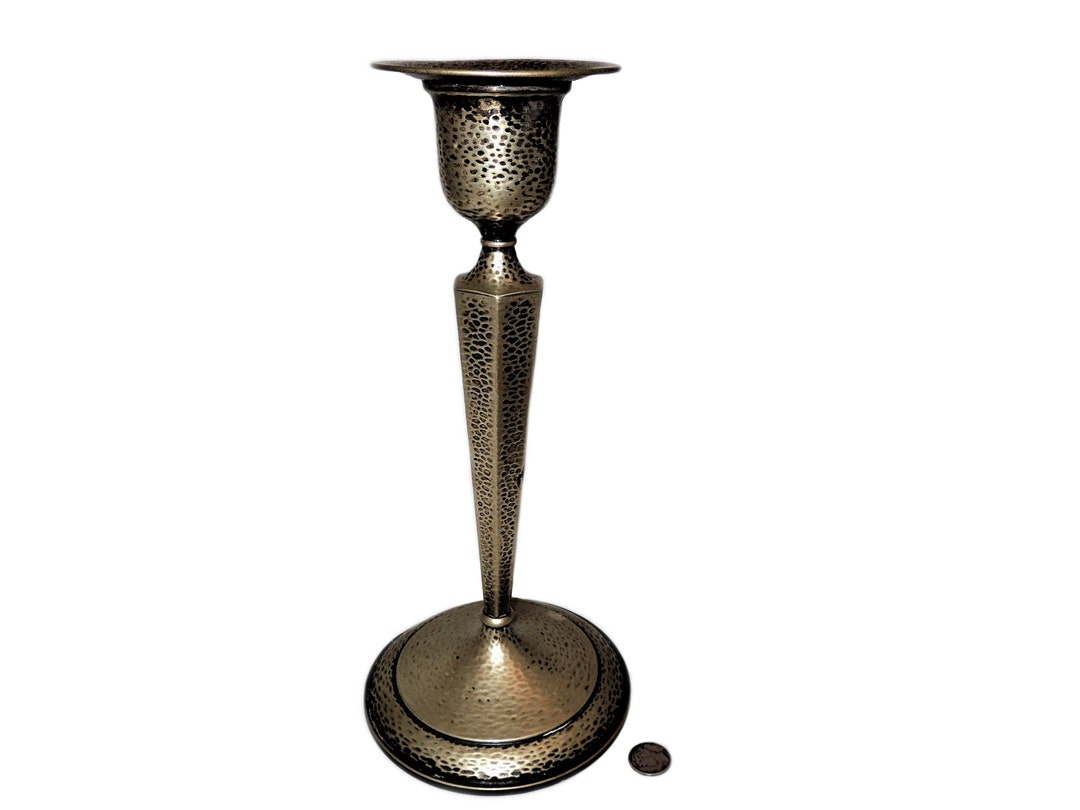 Vintage Homan Plate on Nickel Silver Tall Candleholder #0747 - Etsy