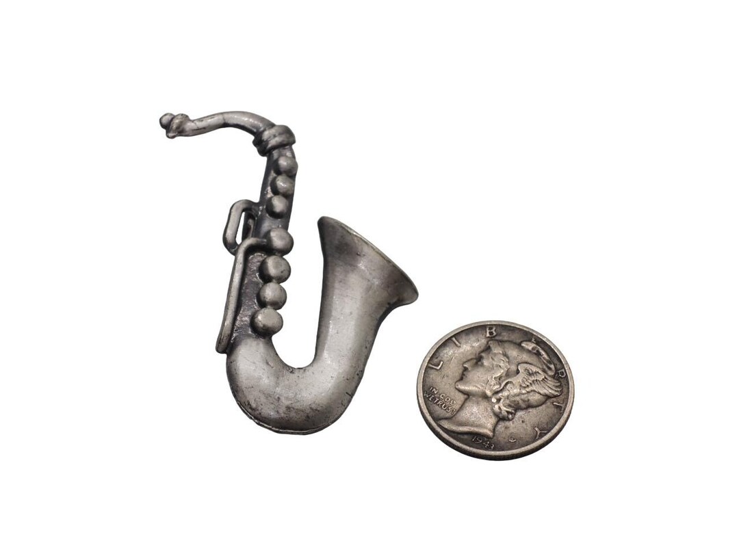 Vintage Pewter Saxophone Lapel Pin, Gift Box Included - Etsy