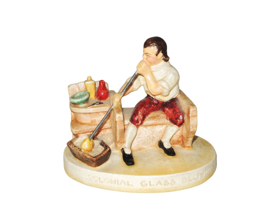 Vintage Miniature Colonial Glass Blower, Chalkware Figurine, Sebastian ...