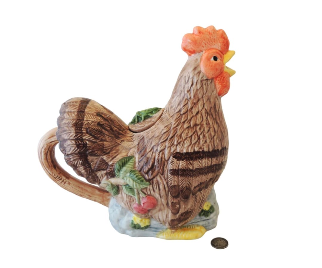 Vintage Ceramic Rooster Teapot - Etsy
