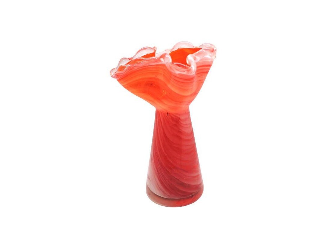 Vintage Mid Century Modern Brinn's Pittsburgh, Hand Blown Red Swirl Art ...