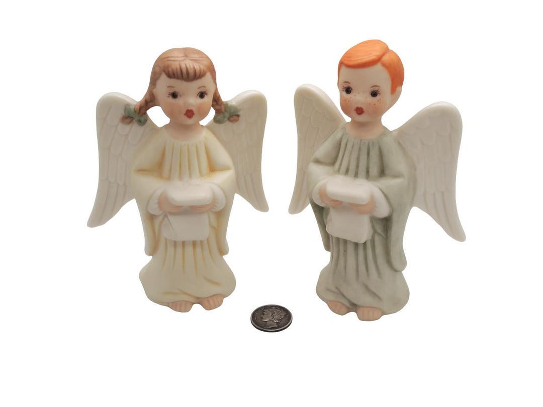 Vintage Pair of Porcelain Boy and Girl Angels - Etsy