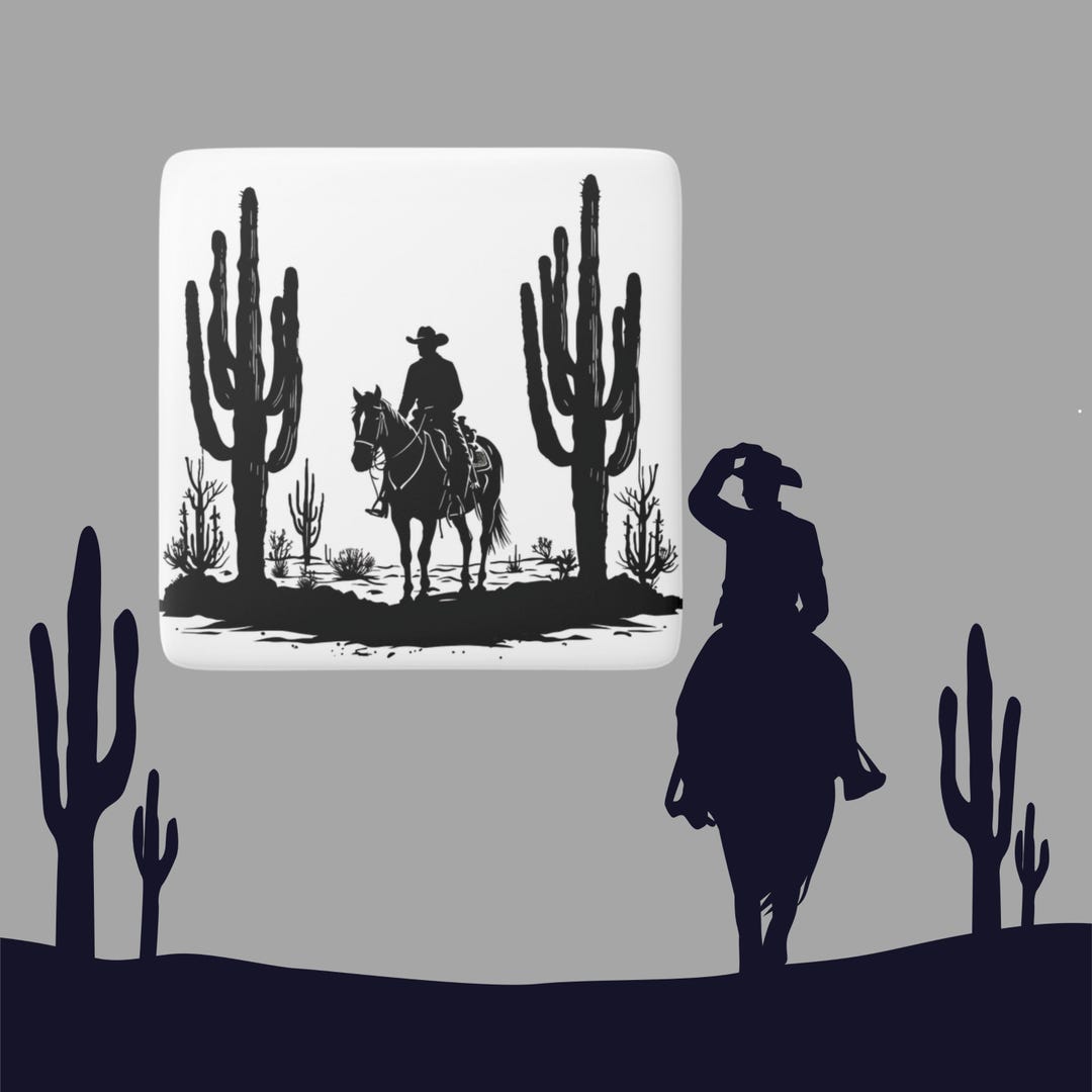 Desert Cowboy Porcelain Magnet: Southwestern Home Decor - Etsy