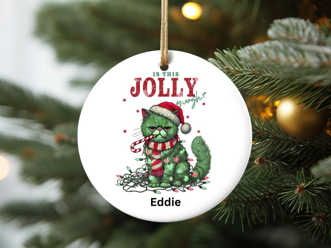 Grumpy Cat Ornament / Jolly Personalized Fun Gift / Double-sided Image ...