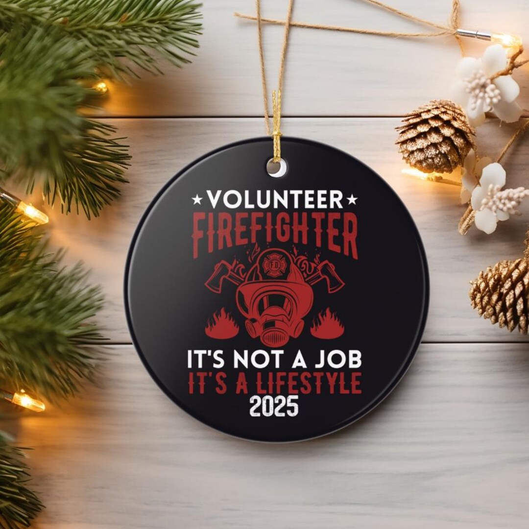 Volunteer Firefighter Ceramic Ornament | Double-sided Fire Rescue - Etsy