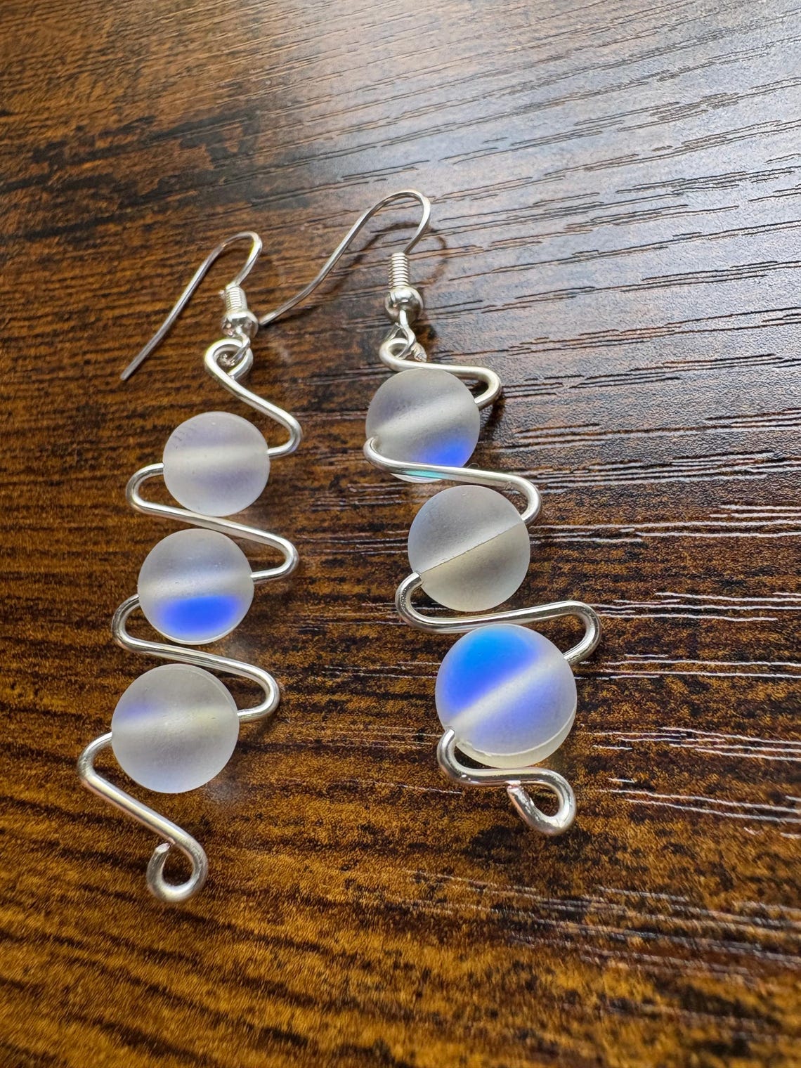 Holographic Beaded Wire Dangle Earring - Etsy