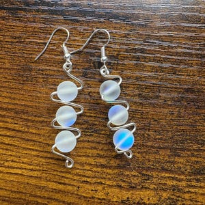 Holographic Beaded Wire Dangle Earring - Etsy