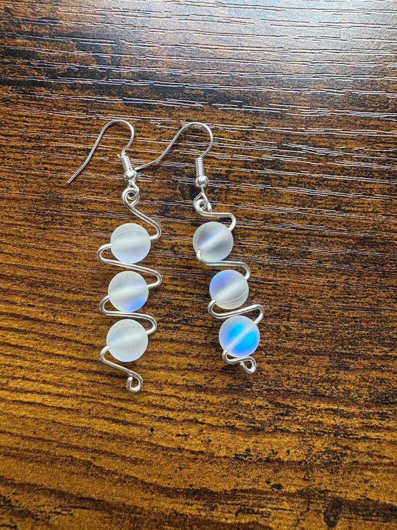 Holographic Beaded Wire Dangle Earring - Etsy