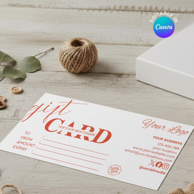 Editable Gift Voucher Canva Template for Small Business Owners - Etsy
