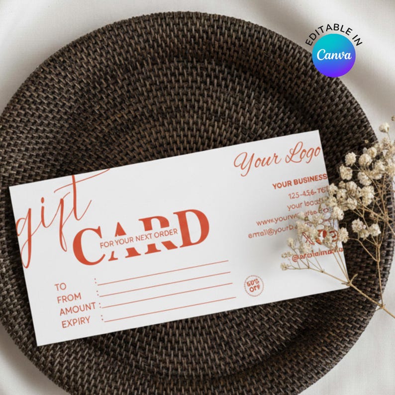 Editable Gift Voucher Canva Template for Small Business Owners - Etsy