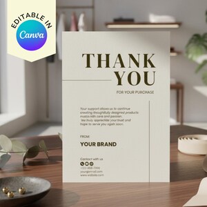 Minimalist Thank You Card Template for Small Business Owners - Etsy