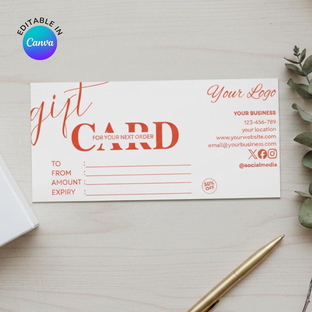 Editable Gift Voucher Canva Template for Small Business Owners - Etsy UK
