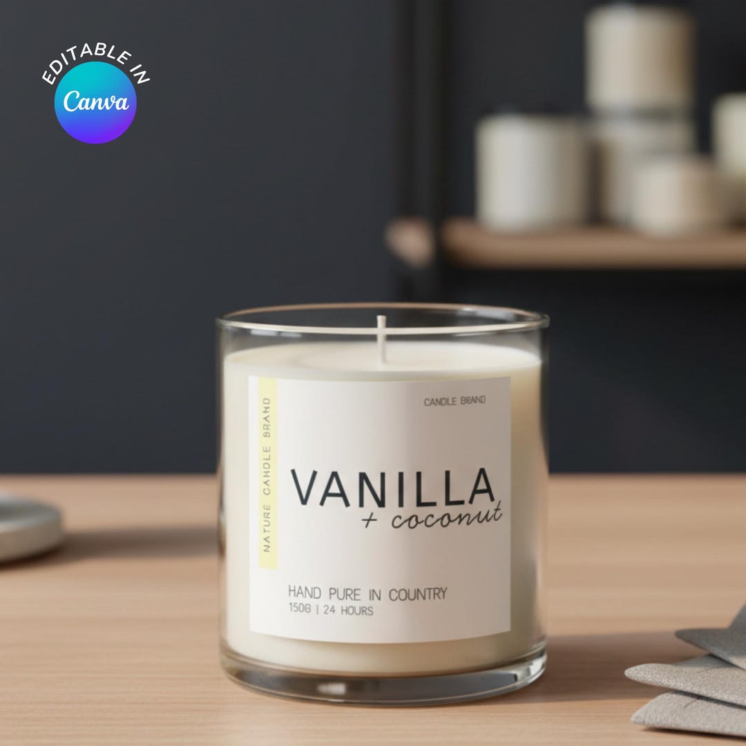 Minimal Cream Label Canva Template for Packaging - Etsy