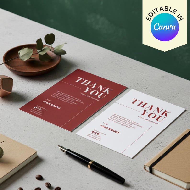 Minimalist Thank You Card Template for Small Business Owners - Etsy
