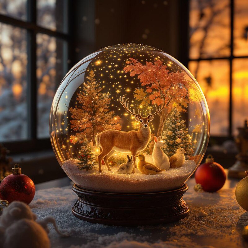 Animal Christmas Snow Globe - Etsy