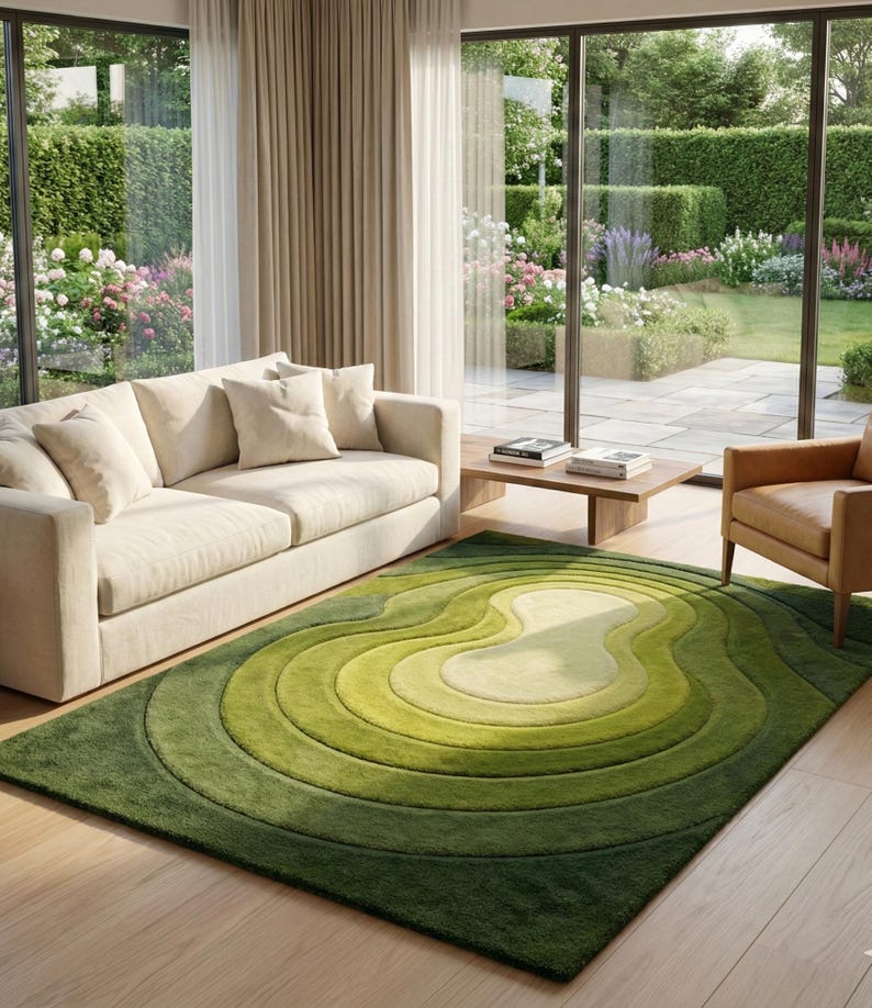 Hand-tufted Moss Grass Area Rug: 3D Green Nature-inspired Floor Decor ...