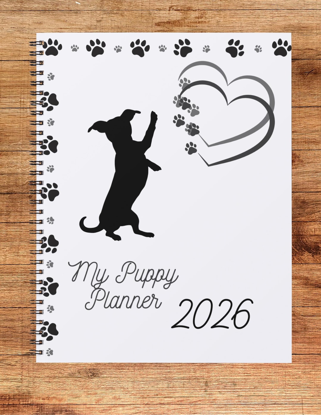 My Puppy Planner 2026 B&W– Dog Planner Printable | Monthly Calendar ...