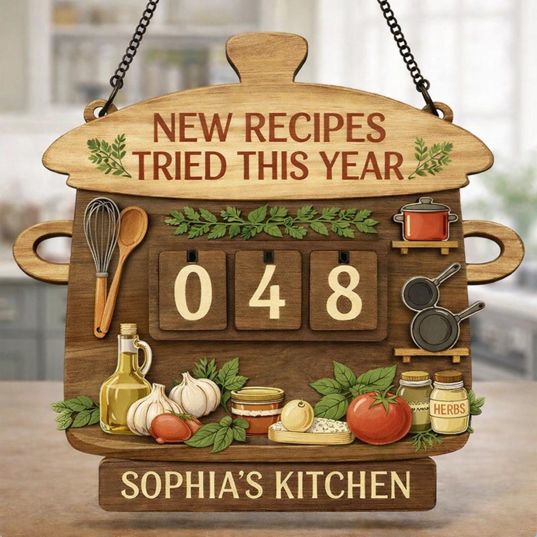 Kitchen Recipe Tracker Board, Personalized New Recipes Tried Counter ...