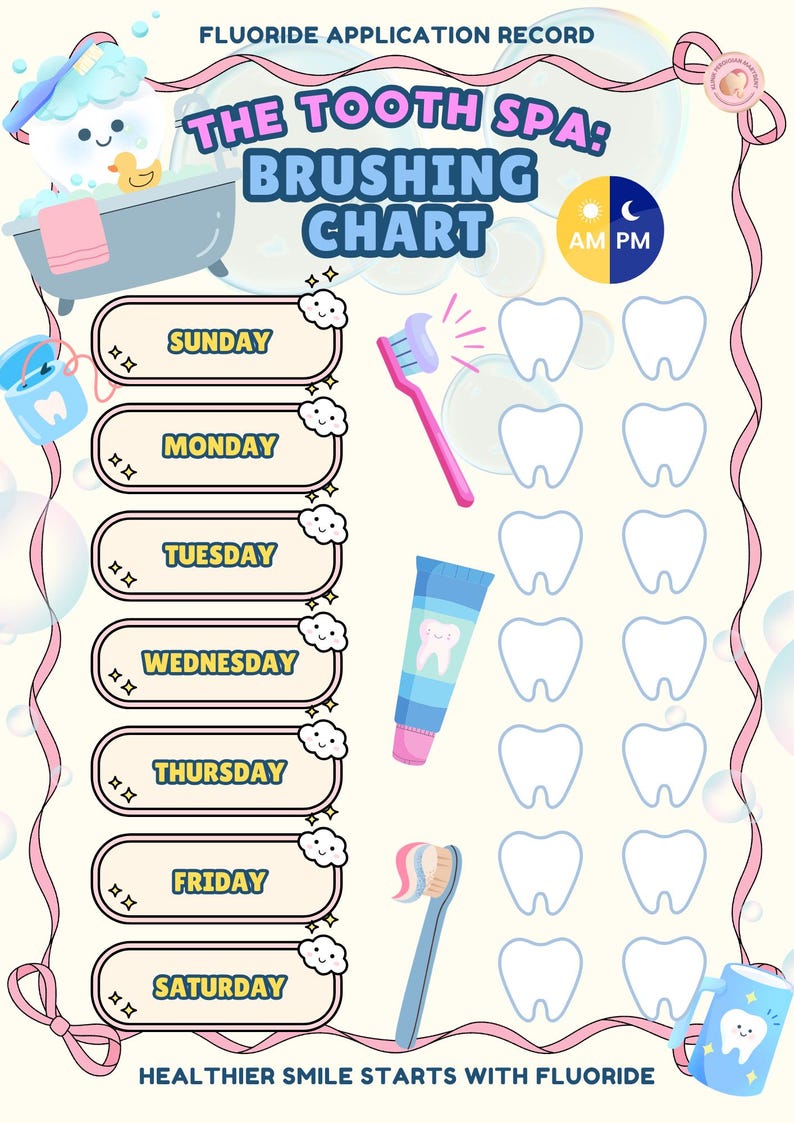 Printable Dental Fluoride Visits & Toothbrushing Chart - Etsy