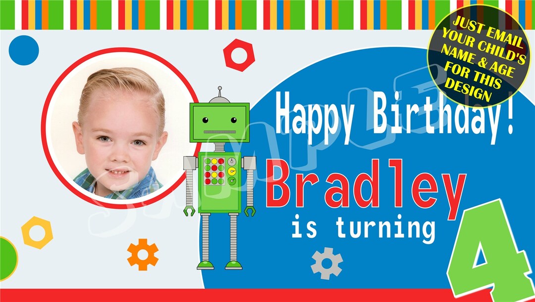 Robot, Robots, Happy Birthday Banner, Birthday Banner, Custom Banners ...