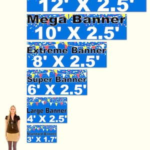Banner Size Upgrade, You Choose a 4x2.5 Ft, 6x2.5 Ft, 6x4 Ft, 8x2.5 Ft ...