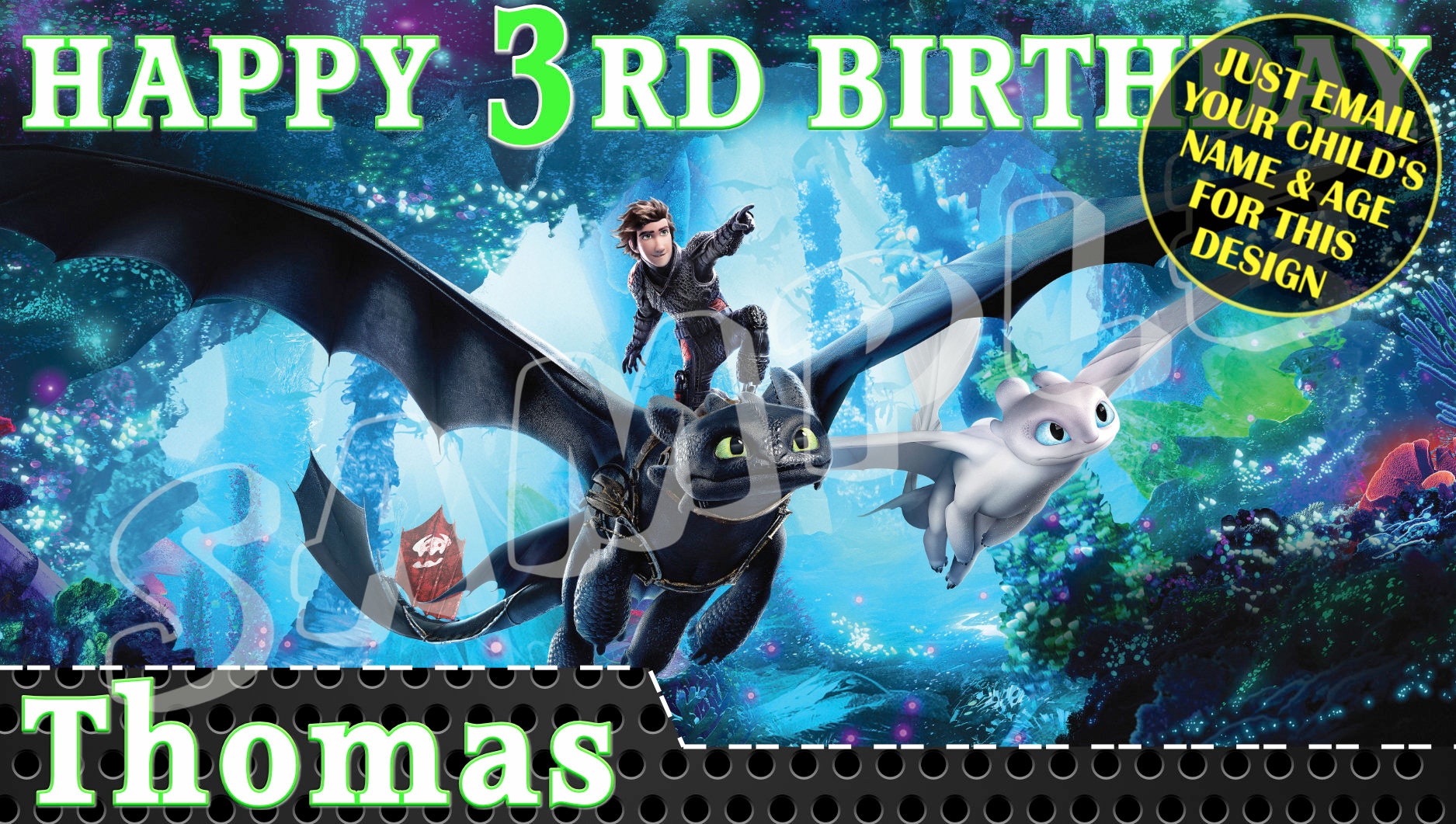 How to train your Dragon 3 Happy Birthday Banner Birthday - Etsy México
